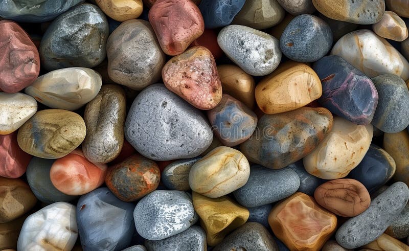 Sea Stones Background. Beautiful Pebbles of Different Colors Stock ...
