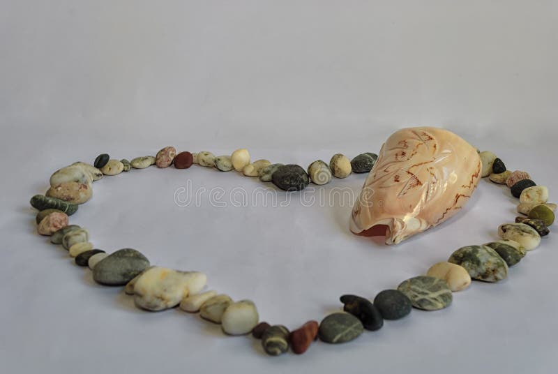 Sea Stones are Lined with a Heart and Inside the Shell Stock Image ...