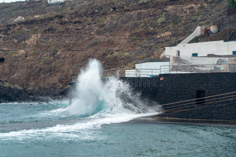 Sea Storm Impact on the Shore Stock Image - Image of canary, storm ...