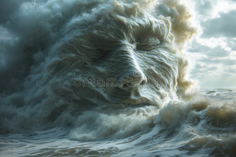 Sea Storm Water Wave in the Form of a Human Face. Stock Image - Image ...