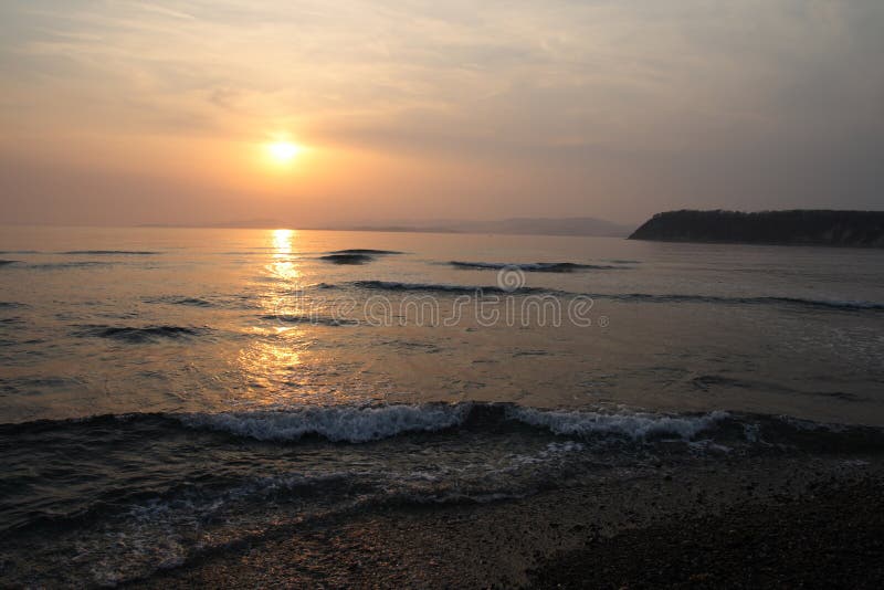 Sea sundown stock photo. Image of rock, landscape, lighting - 3814398