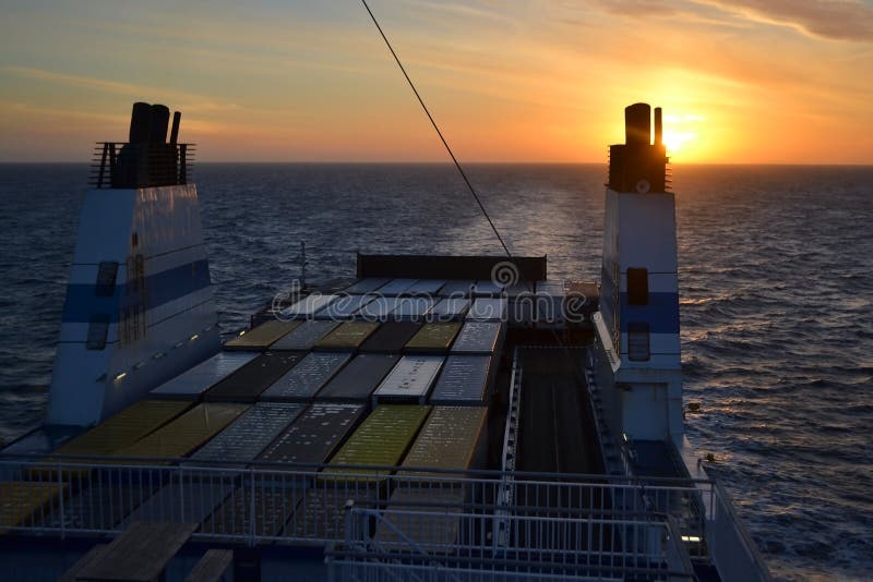 Sunset container ship stock image. Image of industry - 30752621