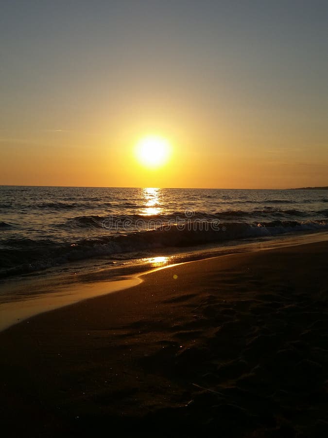 Sea Sunset Beautiful Black Sand Stock Image - Image of sunset, sand ...