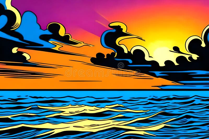 Sea at sunset stock illustration. Illustration of leisure - 273679687