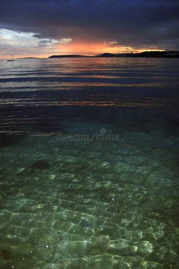 Sea Sunset Over Split, Croatia Stock Photo - Image of coast, skyline ...