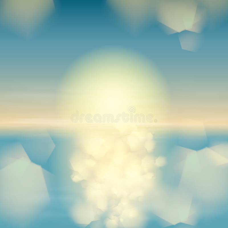 Sea Sunset with the Sun and Light on Lens Stock Vector - Illustration ...