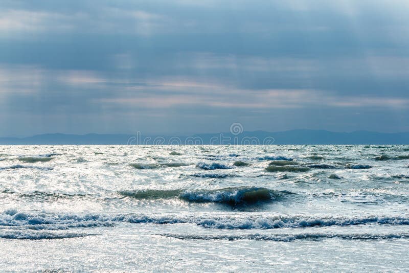 Sea Surf with Waves in Beautiful Sunlight Stock Photo - Image of clear ...