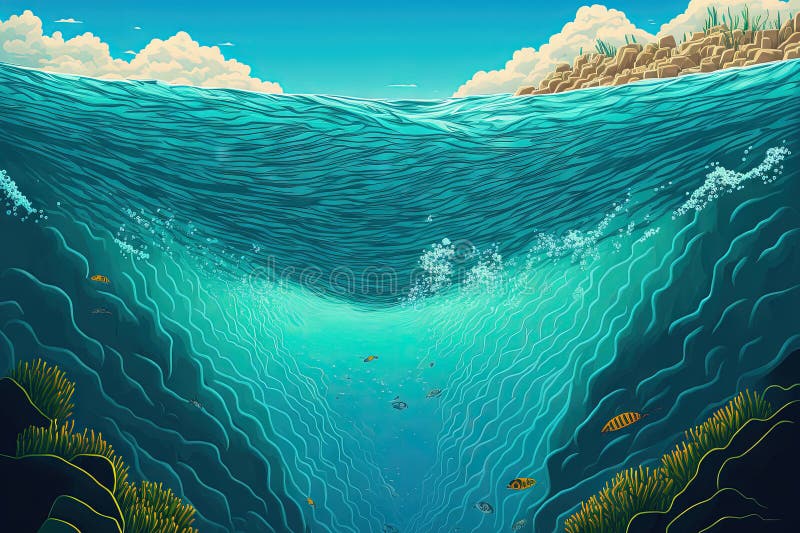 Sea surface from below stock illustration. Illustration of aquatic ...