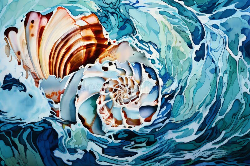 Sea Surface Patterns Abstract Painting of Seashell Patterns Ripp Stock ...