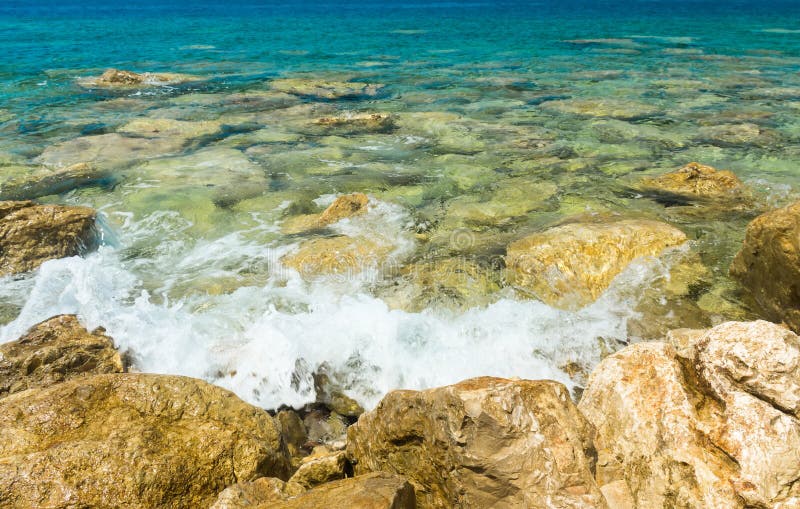 Sea Swash. Waves Breaking on the Rocks Stock Photo - Image of ...