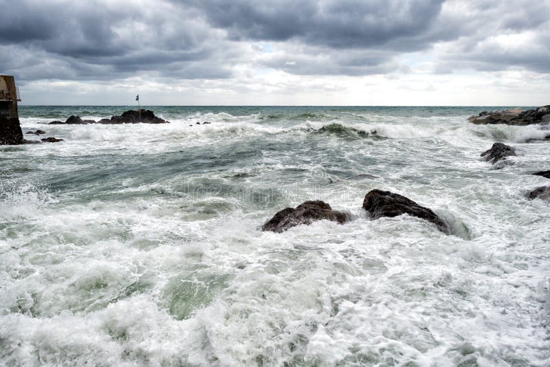 Sea in Tempest on Rocks Shore Stock Image - Image of cliff, hurricane ...
