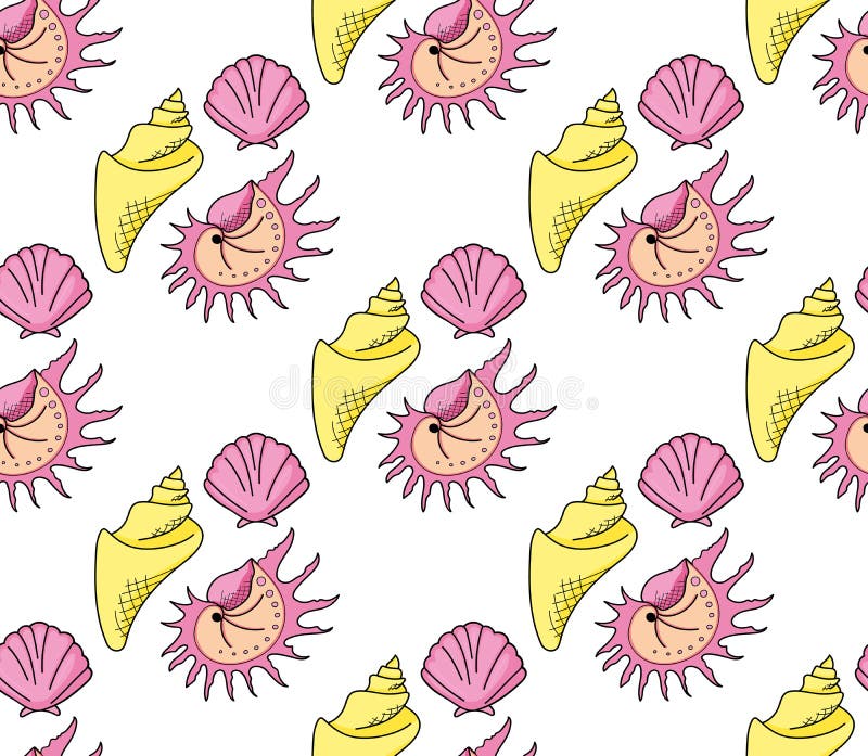 Sea Theme Seamless Pattern Design with Sea Shell Stock Vector ...