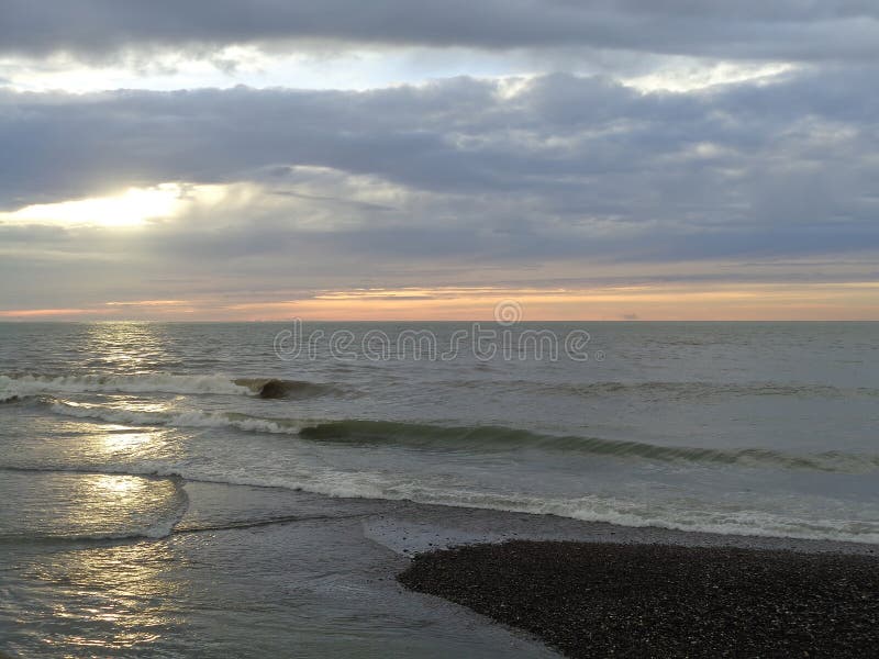 Sea Tide at Sunset, Beautiful Clouds Stock Photo - Image of seascape ...