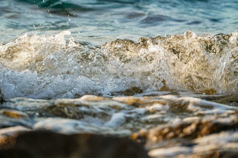 Sea Tide , Waves Hitting Rocks Stock Photo - Image of beach, glints ...