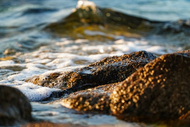 Sea Tide , Waves Hitting Rocks Stock Image - Image of glints, defensive ...