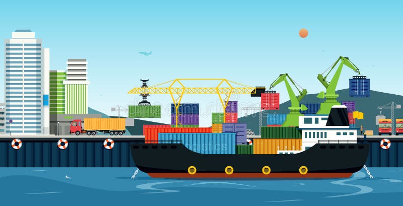 Sea Transportation Logistic Stock Vector - Illustration of port ...