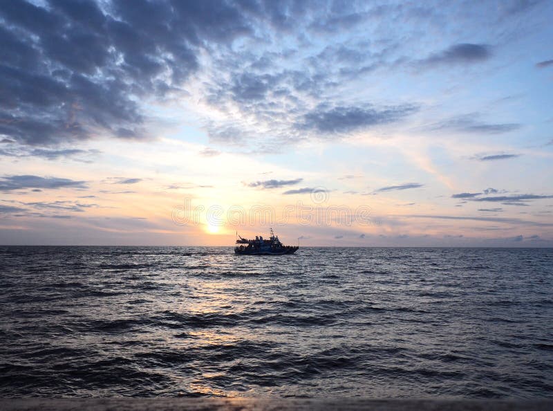 Sea trip to the sunset. editorial image. Image of landscape - 156836105