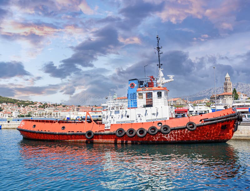 Sea tug at the pier. stock photo. Image of cargo, harbor - 302754358