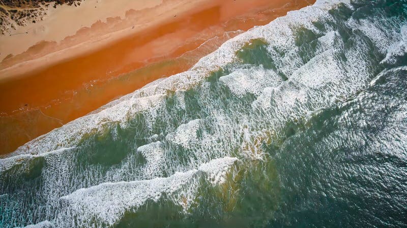 Sea with Turquoise Water and Beach with Orange Sand Stock Photo - Image ...