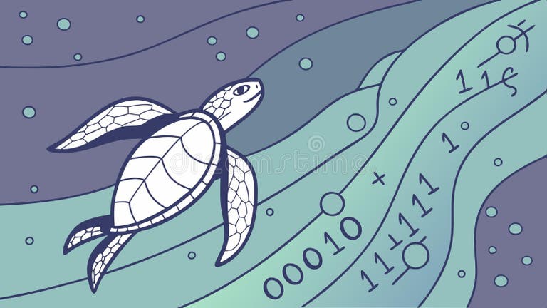 Sea Turtle Binary Code, Digital Ocean and Tech Nature. Vector Design Generative AI Stock Vector ...