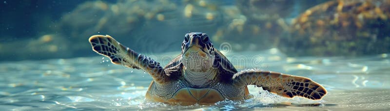 A Sea Turtle Choreographing a Dance Cute Stock Illustration ...