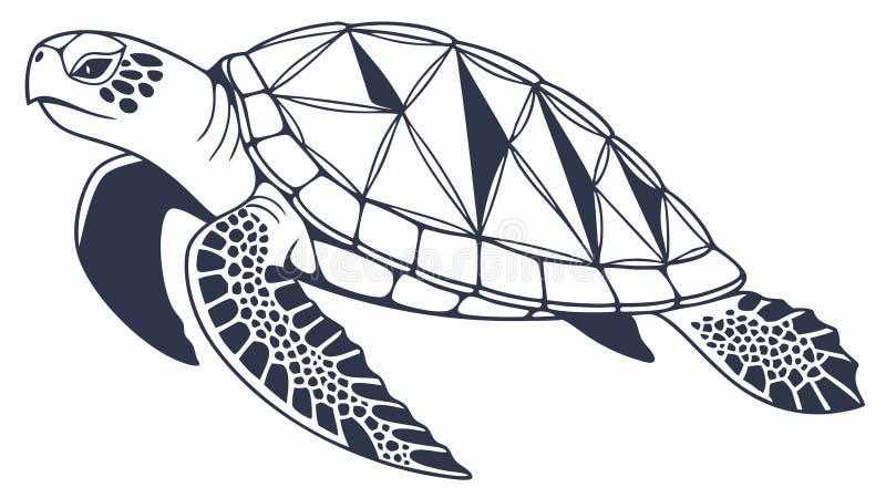 Sea Turtle with Decorative Geometric Patterns on Its Shell Vector ...