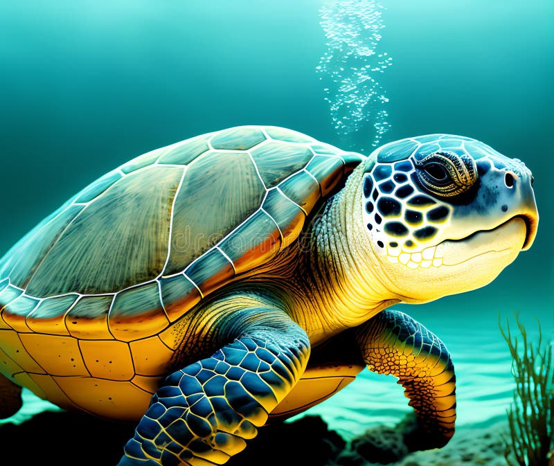 Sea Turtle, Generative AI Illustration Stock Photo - Image of scuba ...