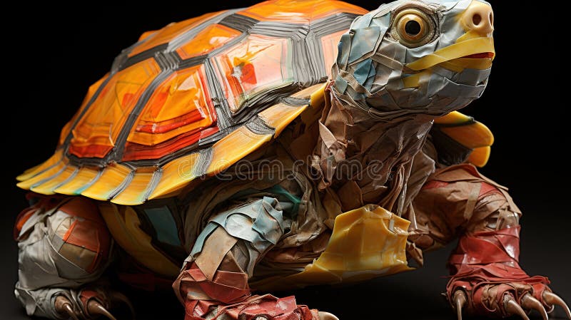 A Sea Turtle Entangled in Plastic Stock Illustration - Illustration of ...