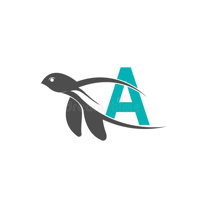 Sea Turtle Icon with Letter a Logo Design Illustration Stock Vector ...