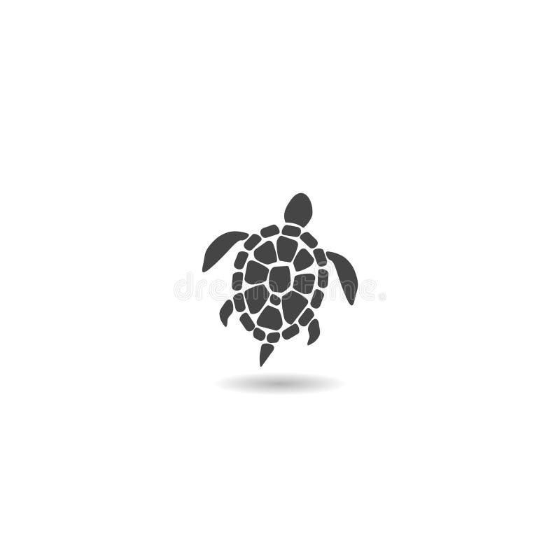 Sea Turtle Icon with Shadow Stock Illustration - Illustration of draw ...