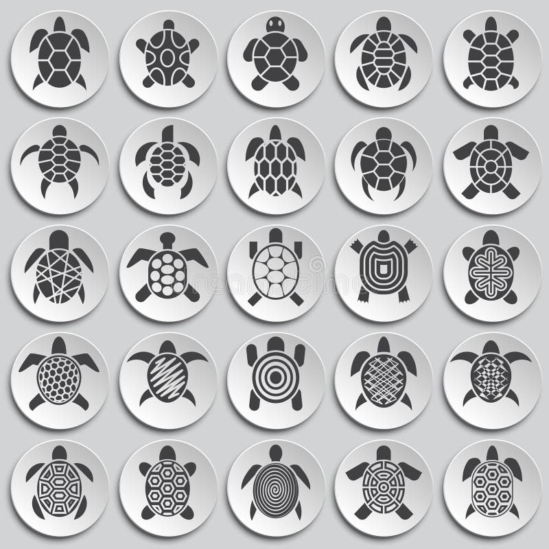 Sea Turtle Icons Set on Background for Graphic and Web Design. Simple ...