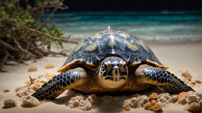 Sea Turtle Laying Its Eggs on the Beach - AI Generated Digital Art ...