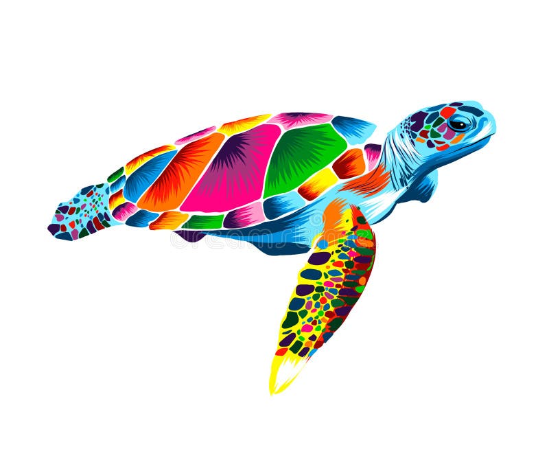 Sea Turtle from Multicolored Paints. Splash of Watercolor, Colored ...