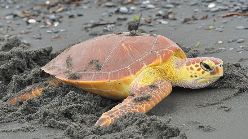 Sea Turtle Nesting Beach Shore Ocean Wildlife Conservation Stock Image ...