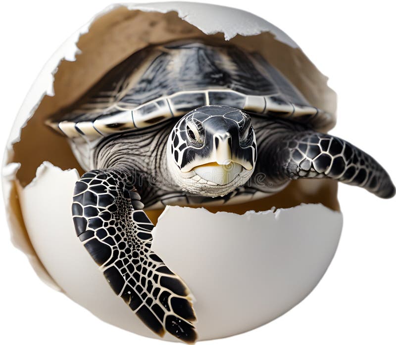 Sea Turtle Nestled within an Eggshell. Stock Illustration ...