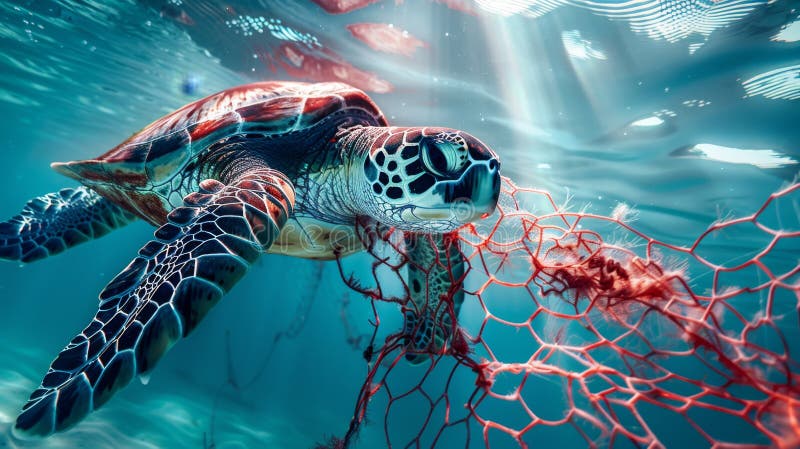 The Sea Turtle in Net.AI Generated Image Stock Photo - Image of ...