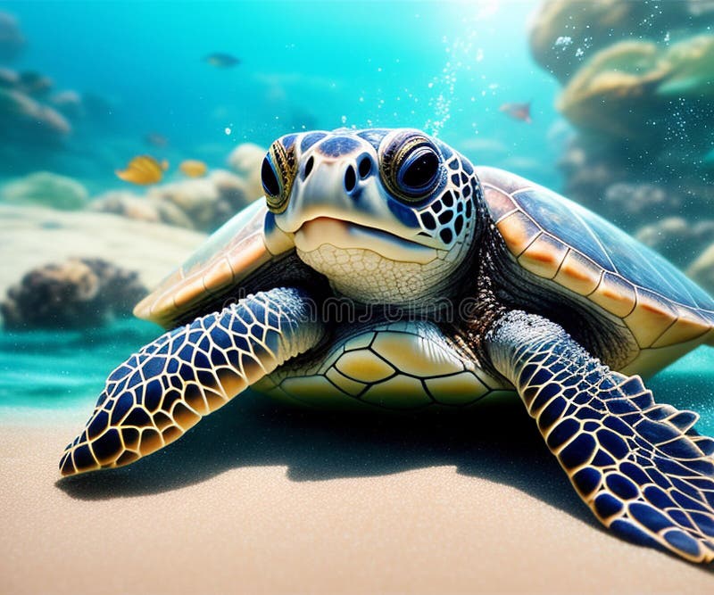 Sea Turtle in the Ocean.generative Ai Stock Illustration - Illustration ...