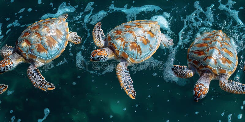 Sea Turtle with Ocean Waves in the Style of Boho - Seamless Pattern ...