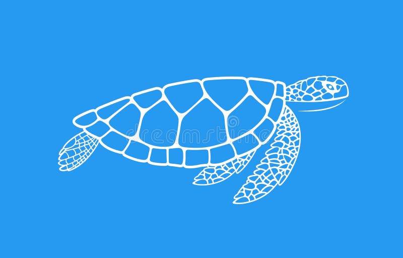 Sea Turtle Outline. Isolated Turtle on White Background Stock Vector ...