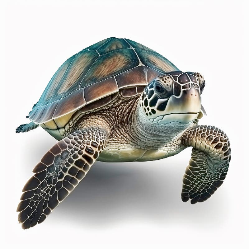 Sea Turtle Realistic Style White Background 1 Stock Illustration ...