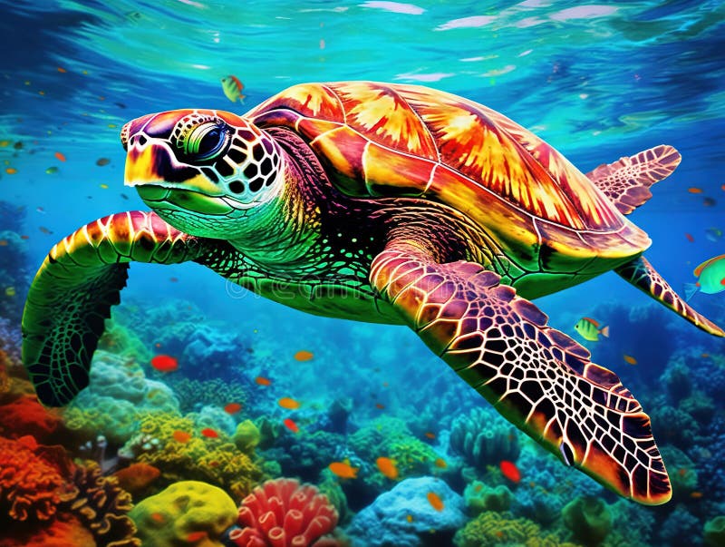 Sea turtle reef stock illustration. Illustration of wild - 293704960