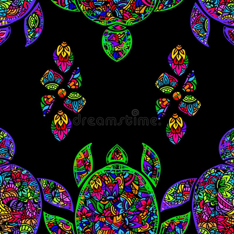 Sea Turtle Seamless Pattern Stock Vector - Illustration of mandala ...