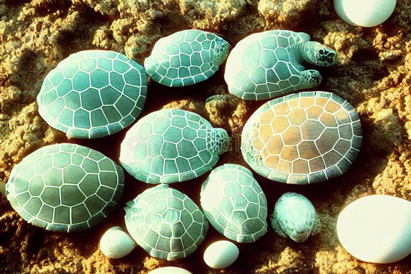 Sea Turtle Shell Lying on Sandy Beach by Ocean. Stock Illustration ...