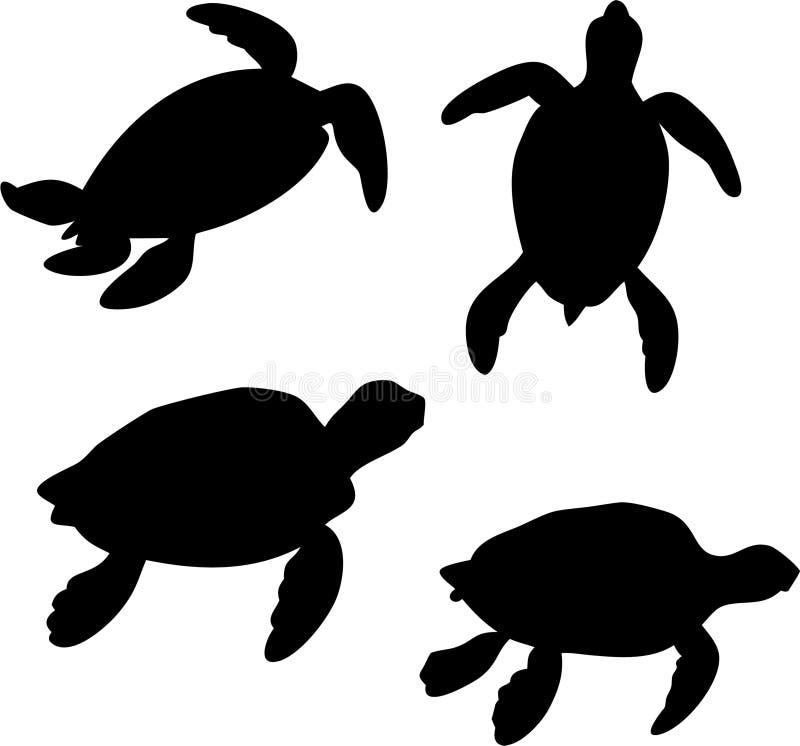 Sea Turtle Silhouette Vector Bundle Stock Illustration - Illustration ...