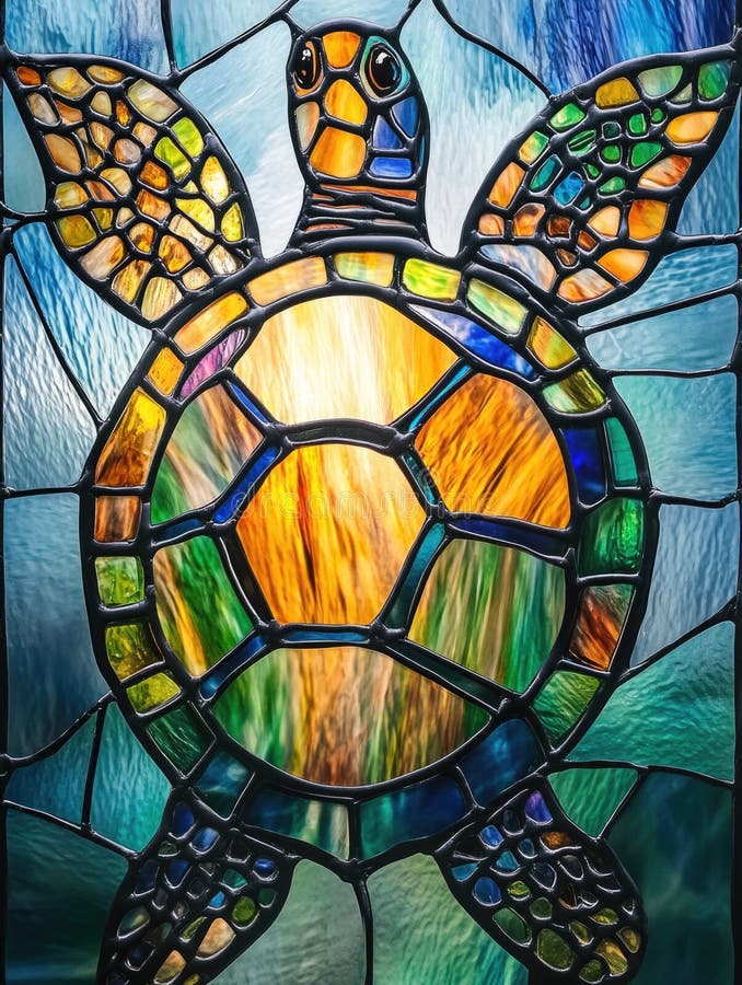 Sea Turtle Stained Glass stock image. Image of environment - 377988795