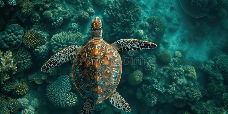 Sea Turtle at Surface stock illustration. Illustration of ocean - 308390255