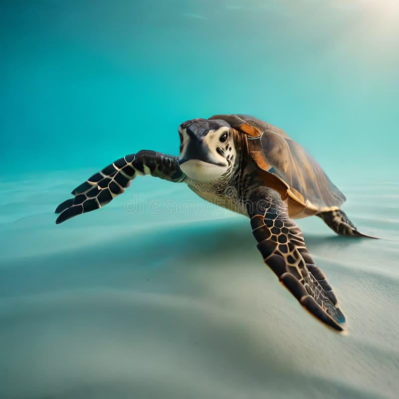 Sea Turtle Swimming Underwater Stock Illustration - Illustration of ...