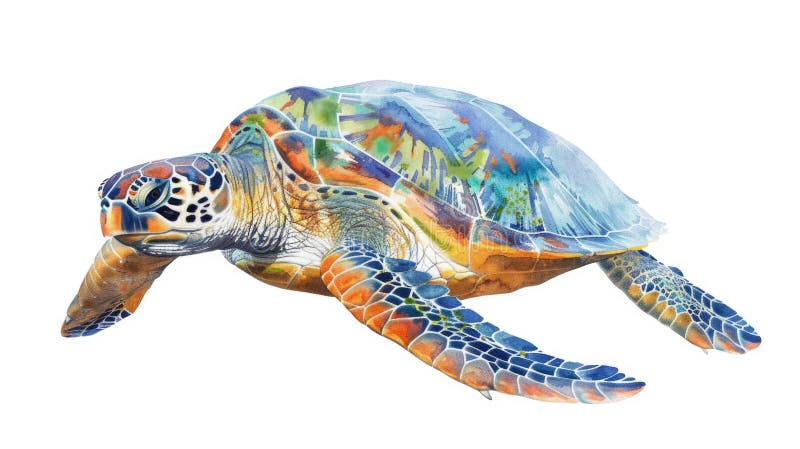 Sea Turtle White Background Stock Image - Image of swim, water: 383046287