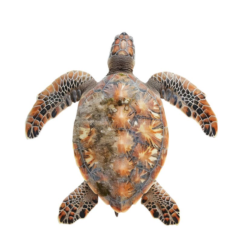Sea Turtle on White. the Beauty and Unique Shell Pattern of a Sea ...