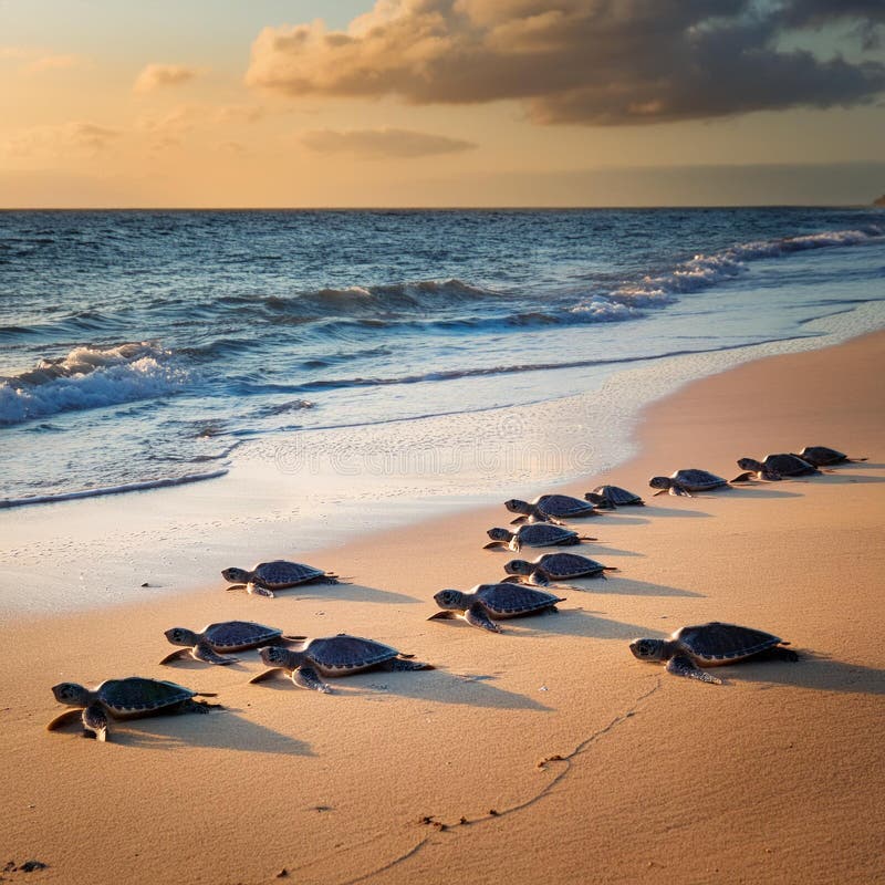 Sea turtles, AI generated stock illustration. Illustration of ...